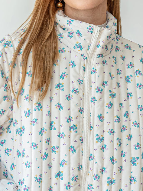 Dainty Floral Quilted Puffer Jacket – Five Gold Monkeys