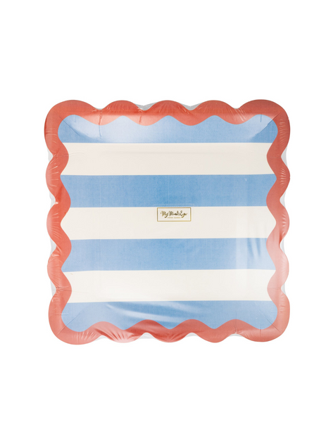 Hamptons Stripes Paper Plates - 9" Ric Rac Trim – Five Gold Monkeys