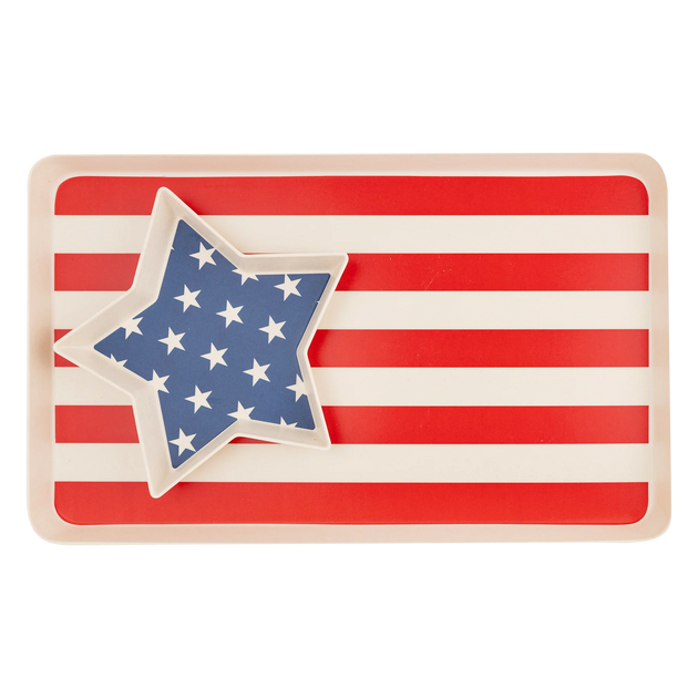American Flag Reusable Bamboo Serving Tray Set – Five Gold Monkeys