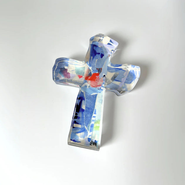 Periwinkle Acrylic Cross – Five Gold Monkeys